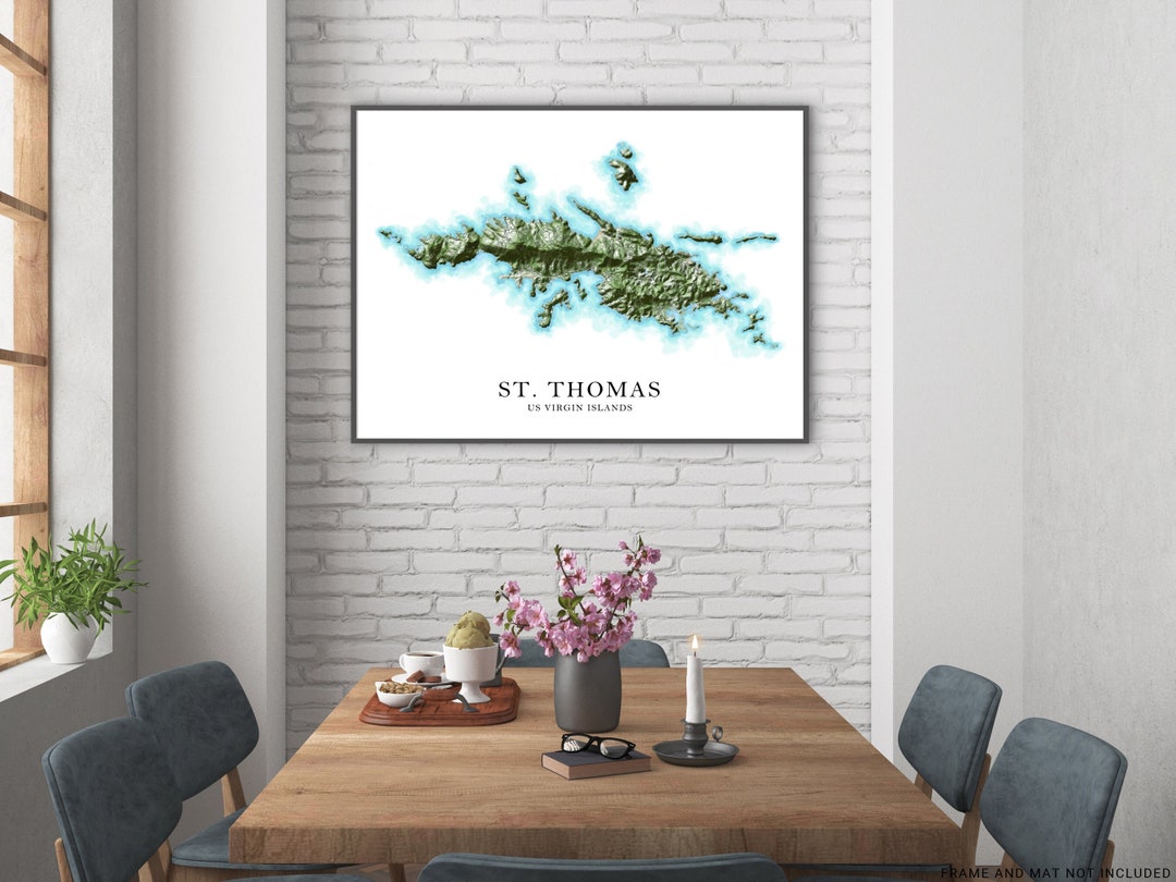 St Thomas USVI Watercolor Style Map of Saint John US Virgin Islands ...