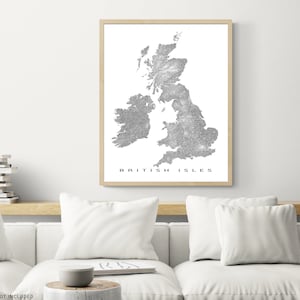 British Isles Map Art Print Poster, United Kingdom Map Prints, Ireland ...