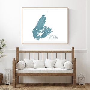 Cape Breton Map Print Wall Art Poster, Topographic Map of Cape Breton Island Nova Scotia Canada ...