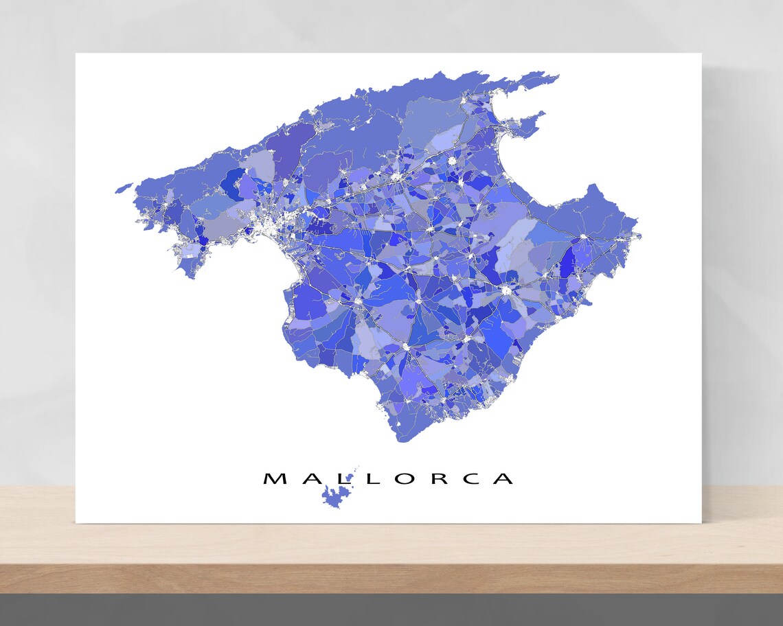 Mallorca Map Print Mallorca Spain Map Art Prints Geometric - Etsy