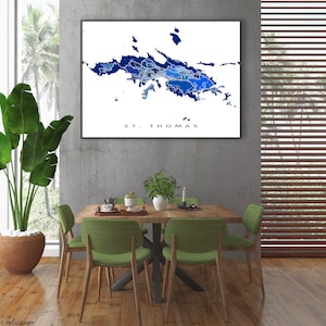 St. Thomas Map of St Thomas USVI Maps, Geometric Blue St. Thomas Virgin ...