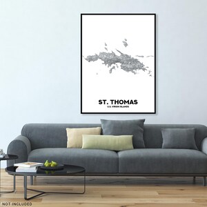 St Thomas Map of Saint Thomas US Virgin Island Wall Art Print Poster ...