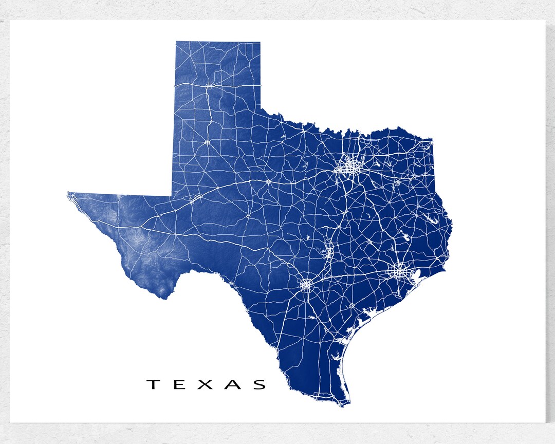 Texas Map, Texas Print, TX State Wall Art Print, Outline Map Poster ...