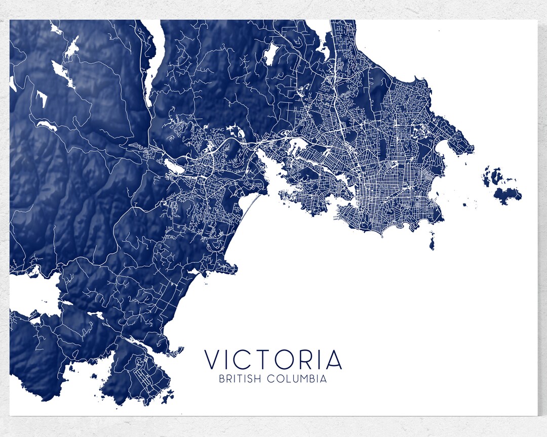 Victoria BC Map of Victoria Canada With 3D Topographic - Etsy