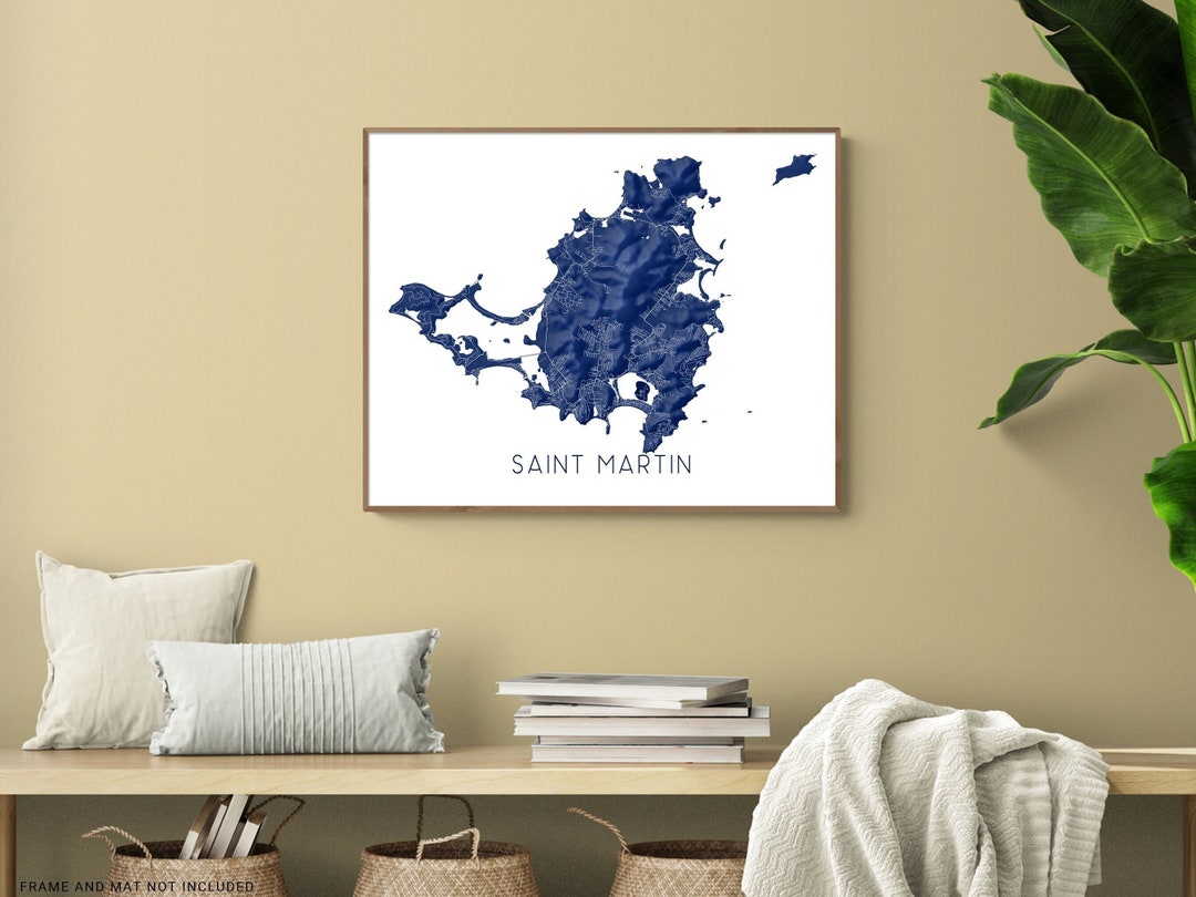Saint Martin Map Print and Sint Maarten Poster for St Martin Wall Art ...