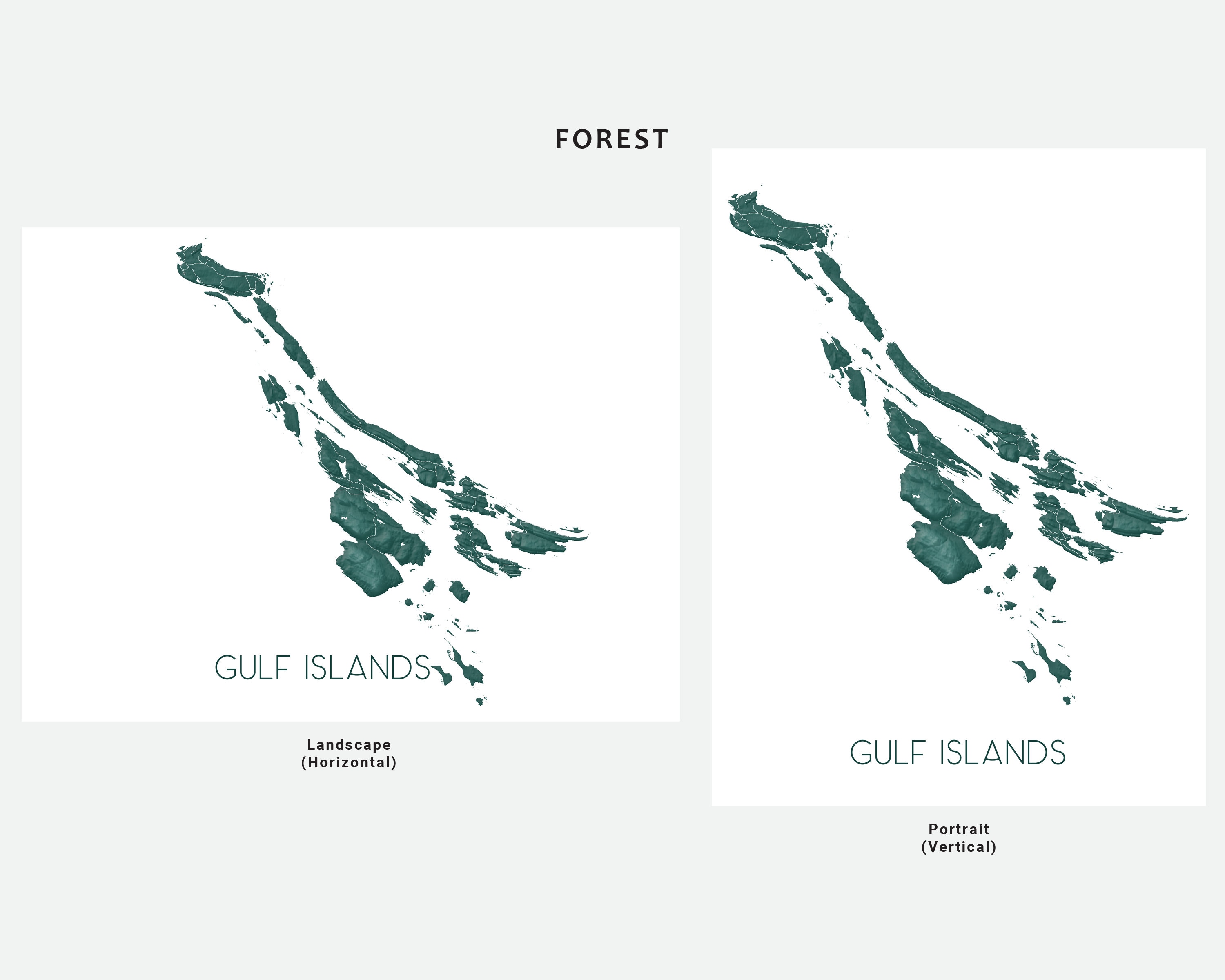 Gulf Islands Map of the Gulf Islands Print, BC Canada, Southern Gulf ...
