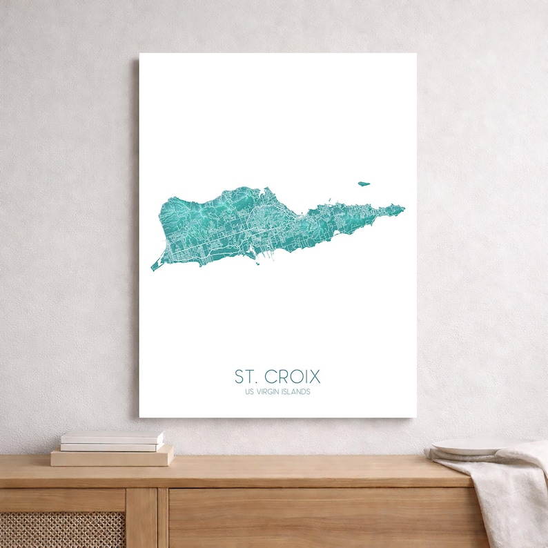 St Croix Map of St Croix USVI Print, Tropical Island of St Croix US ...