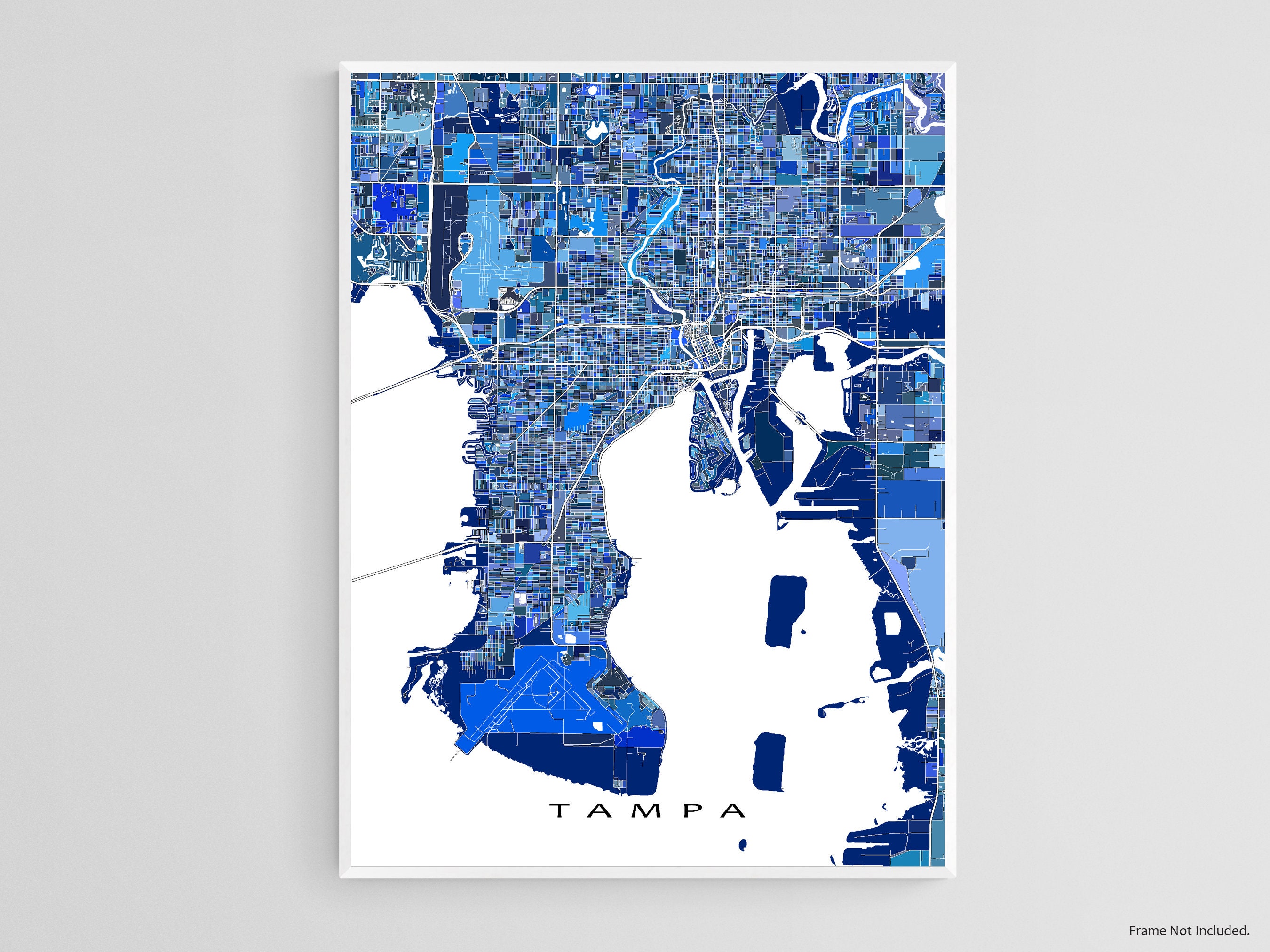Tampa Map Print Tampa Bay Map Poster Blue Geometric Tampa - Etsy