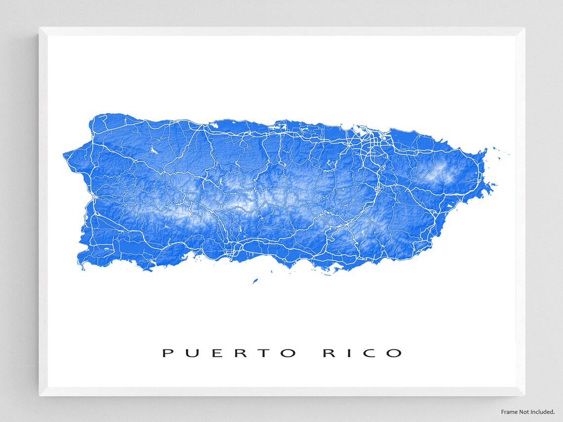 Puerto Rico Map Print Puerto Rico Art Caribbean Island Maps - Etsy Canada