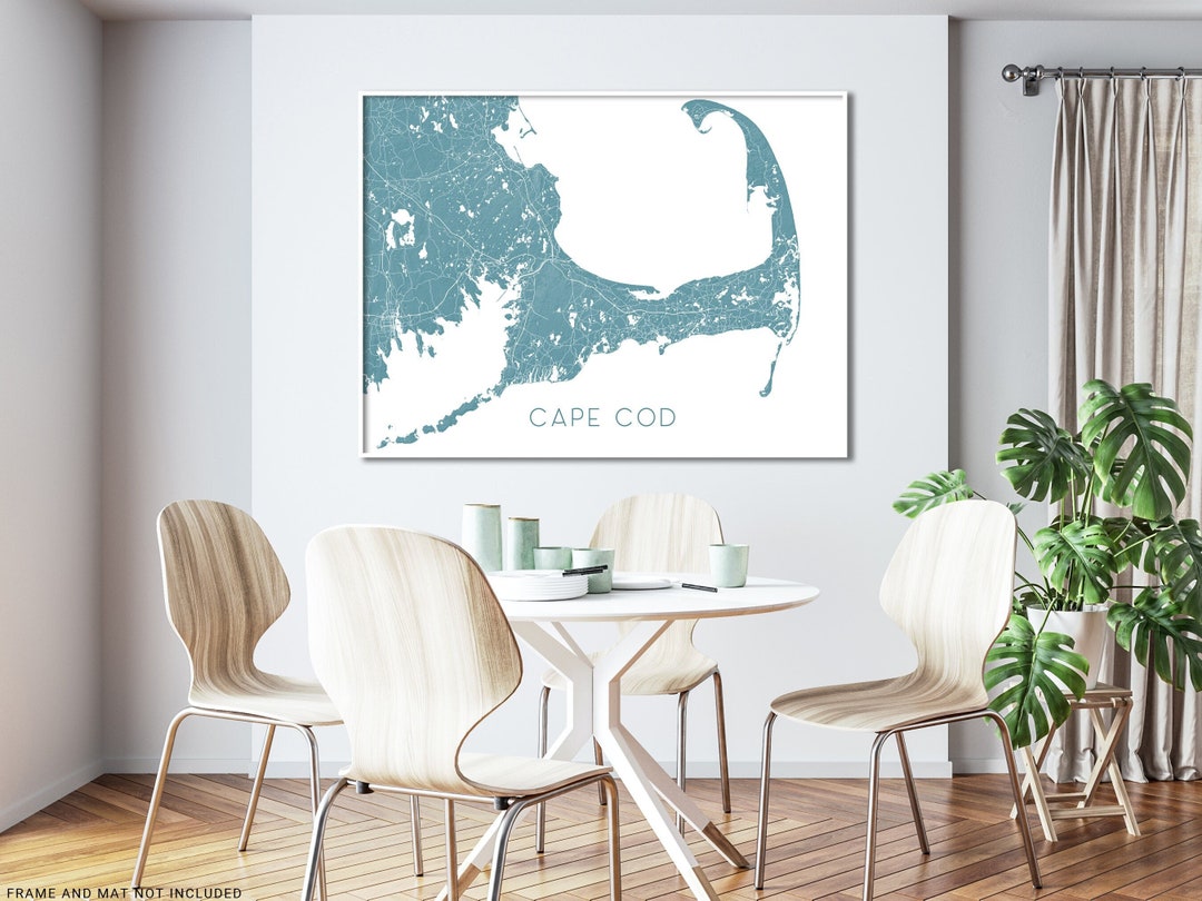 Cape Cod Map Wall Art Print, Topographic Terrain Map of Cape Cod ...