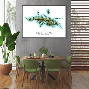 St Thomas USVI Watercolor Style Map of Saint John US Virgin Islands ...