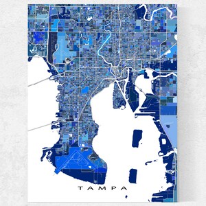 Tampa Map Print, Tampa Bay Map Poster, Blue Geometric Tampa Florida ...