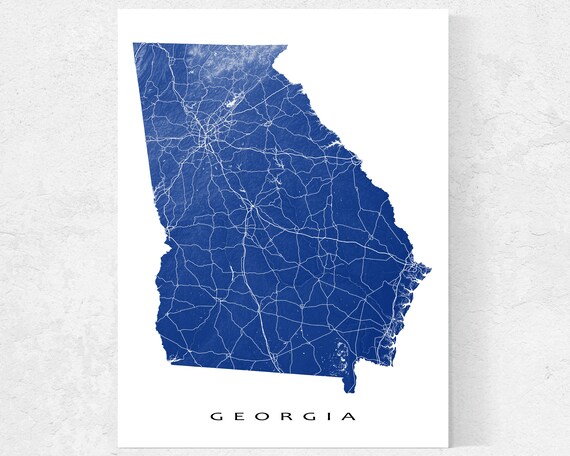 Georgia Map Print and Georgia State Art Print USA Georgia | Etsy