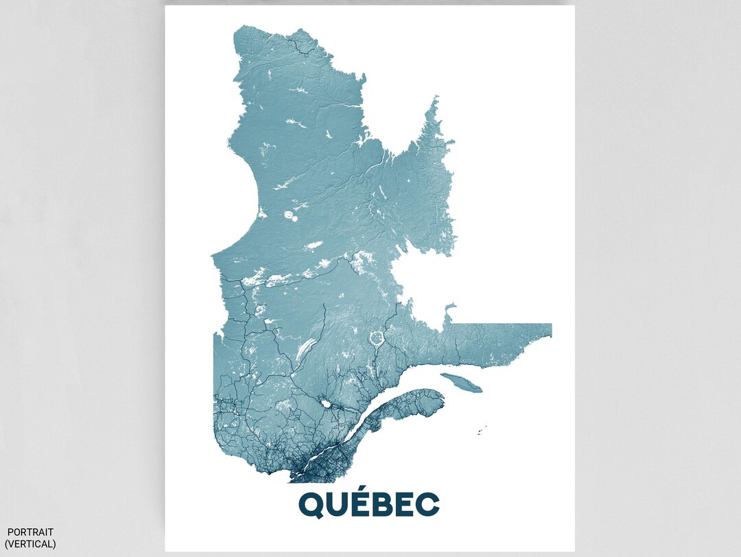 Quebec Canada Map Wall Art Print Poster, Province Map of Quebec With ...