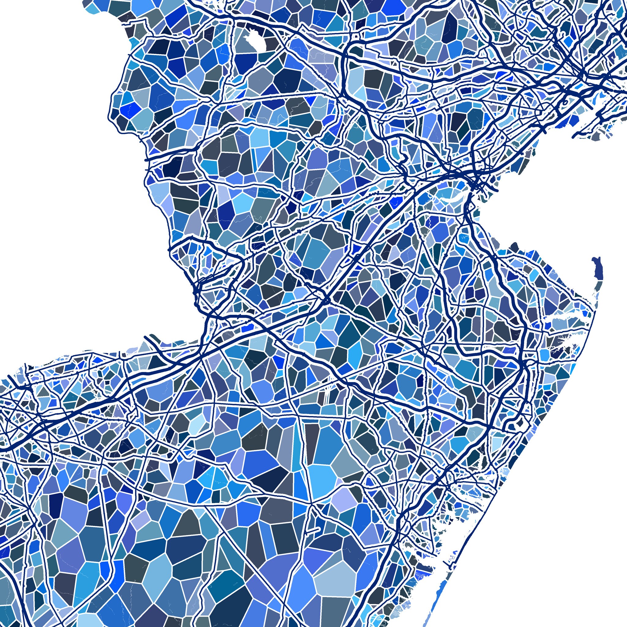 New Jersey Map Print and New Jersey Wall Art Prints and Blue | Etsy