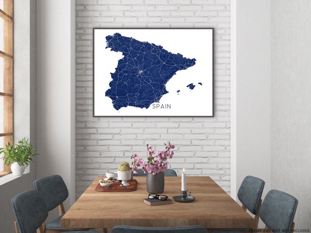 Spain Map of Spain Prints, Spain Print, Spain Wall Art for Home Wall ...