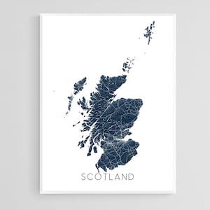 Scotland Map of Scotland Wall Art Print Poster, Topographic Landscape ...