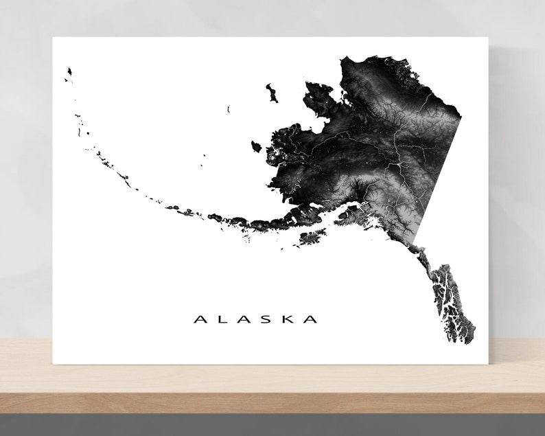Alaska Map Art Print Alaska State State Outline Anchorage | Etsy
