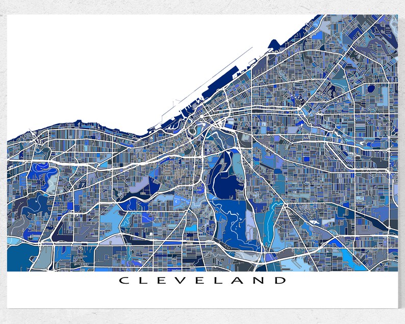 Cleveland Map Art Cleveland City Map Poster Map of Cleveland - Etsy