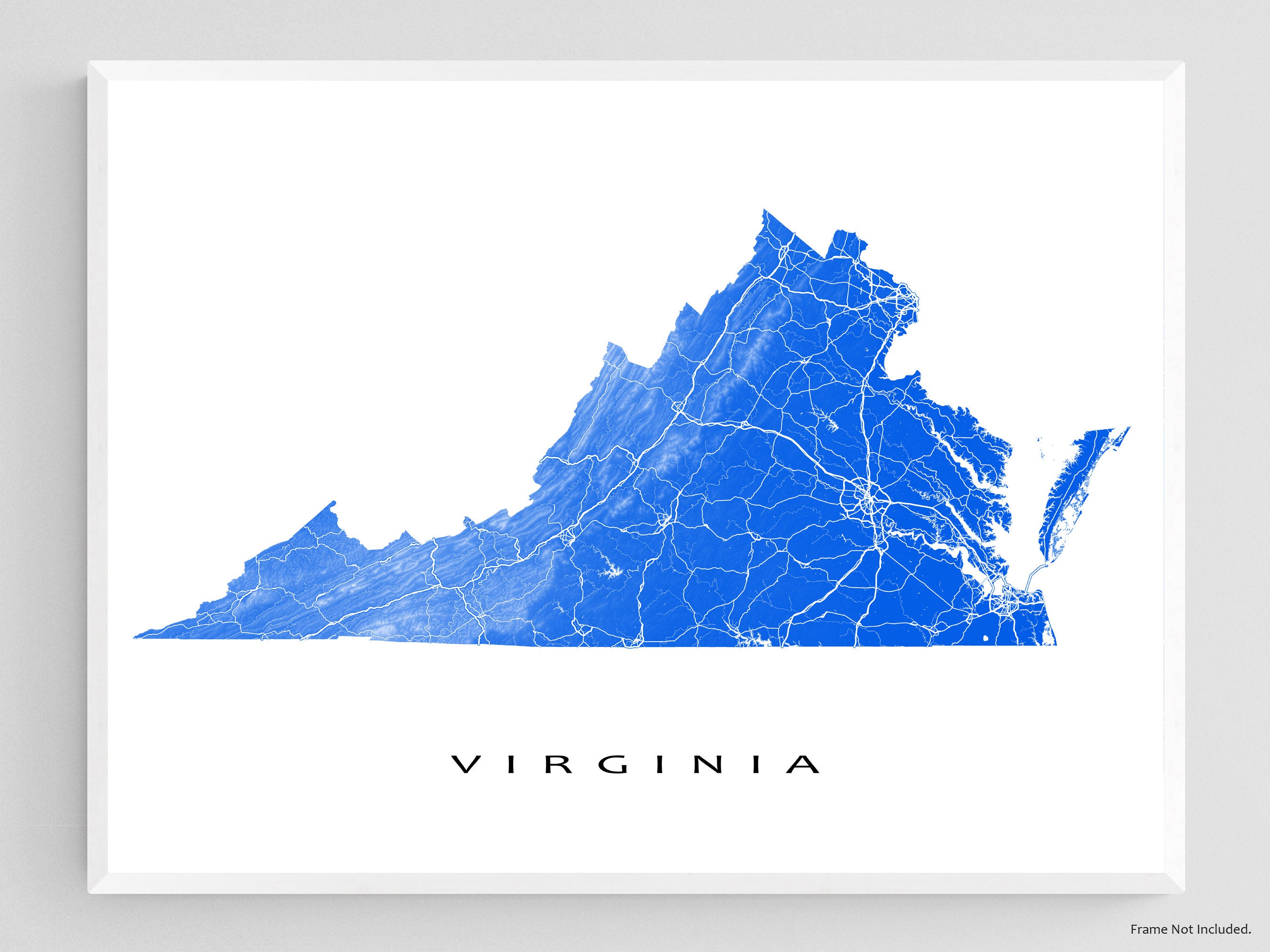 Virginia Map Virginia Art Print USA State Outline VA Map | Etsy