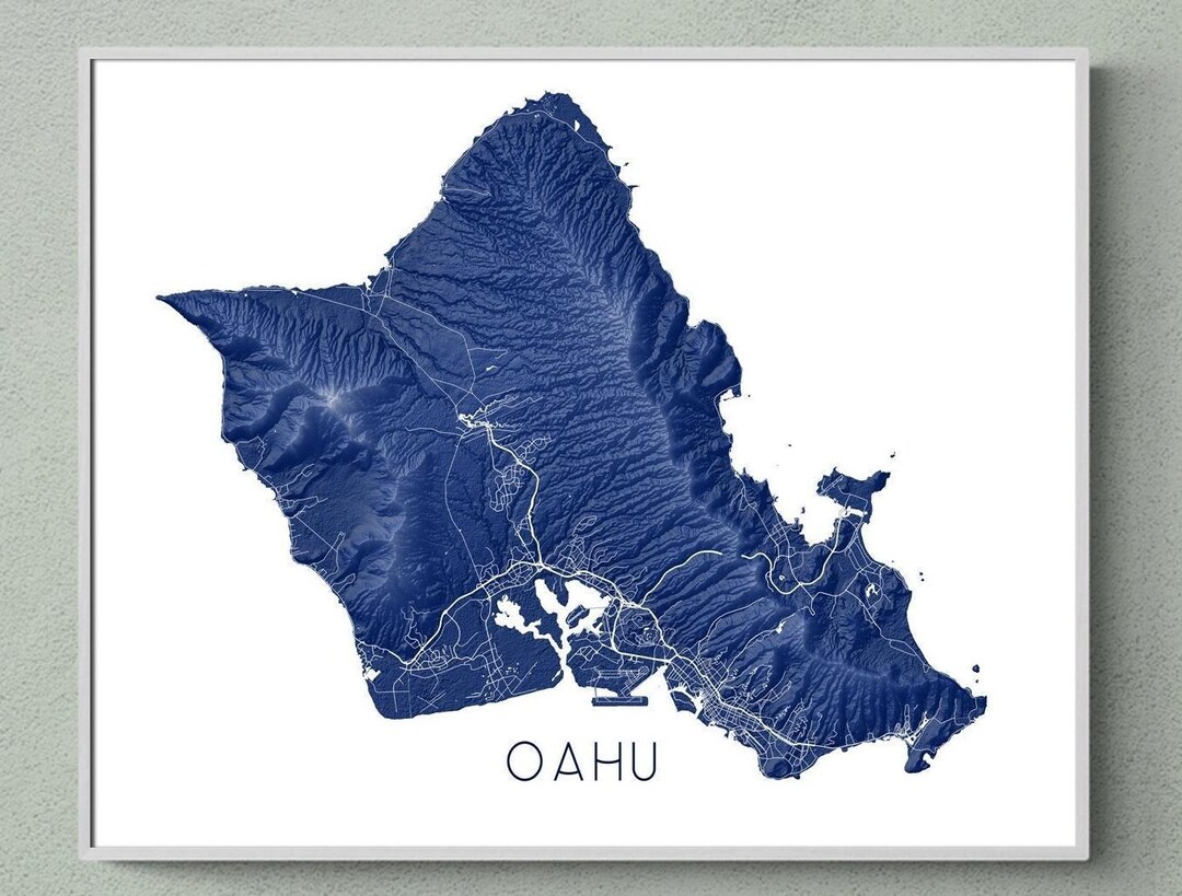 Oahu Hawaii Map Print and Oahu Poster for Oahu Art Prints and Hawaii ...