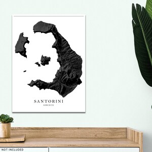 Santorini Greek Islands Map Print Poster, Thira Greece Island Wall Art ...