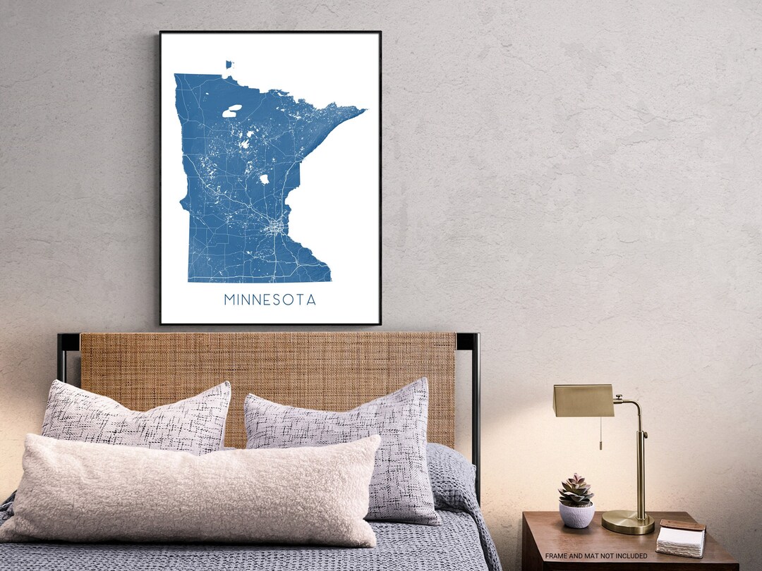 Minnesota State Map of Minnesota Wall Art Print Poster, Topographic ...