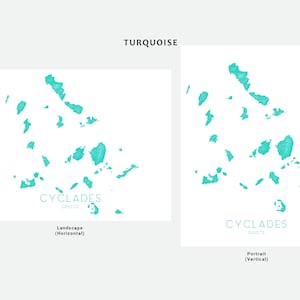 Cyclades Map of the Cyclades Islands, Cyclades Greece Art Print, Greek ...