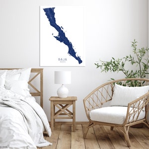 Baja California Map of Baja Map Wall Art Print, Topographic Landscape ...