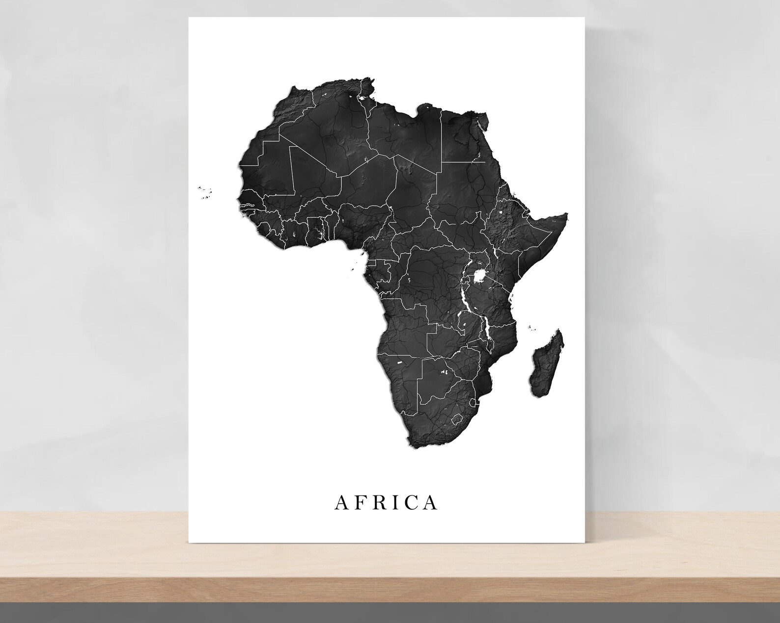 Map of Africa Map Art Print Poster African Continent Black - Etsy
