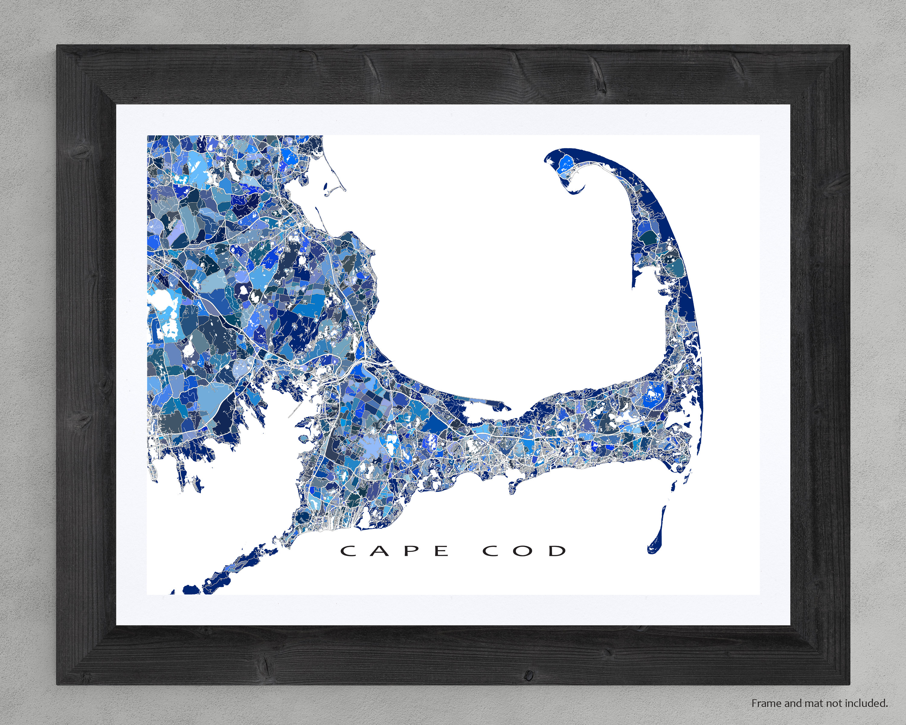Cape Cod Map Poster and Cape Cod Wall Art Print With Blue | Etsy