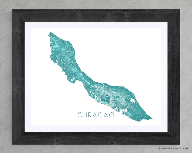 Curacao Map Wall Art Print Turquoise Topographic 3D Landscape - Etsy