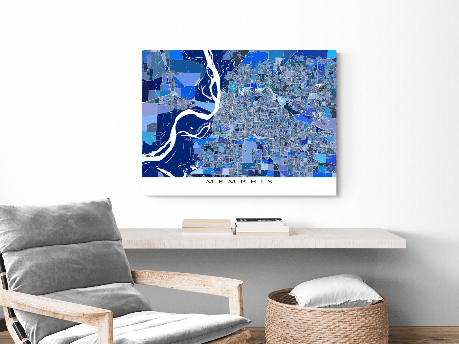 Memphis Wall Art Print and Memphis Map Poster for Blue | Etsy