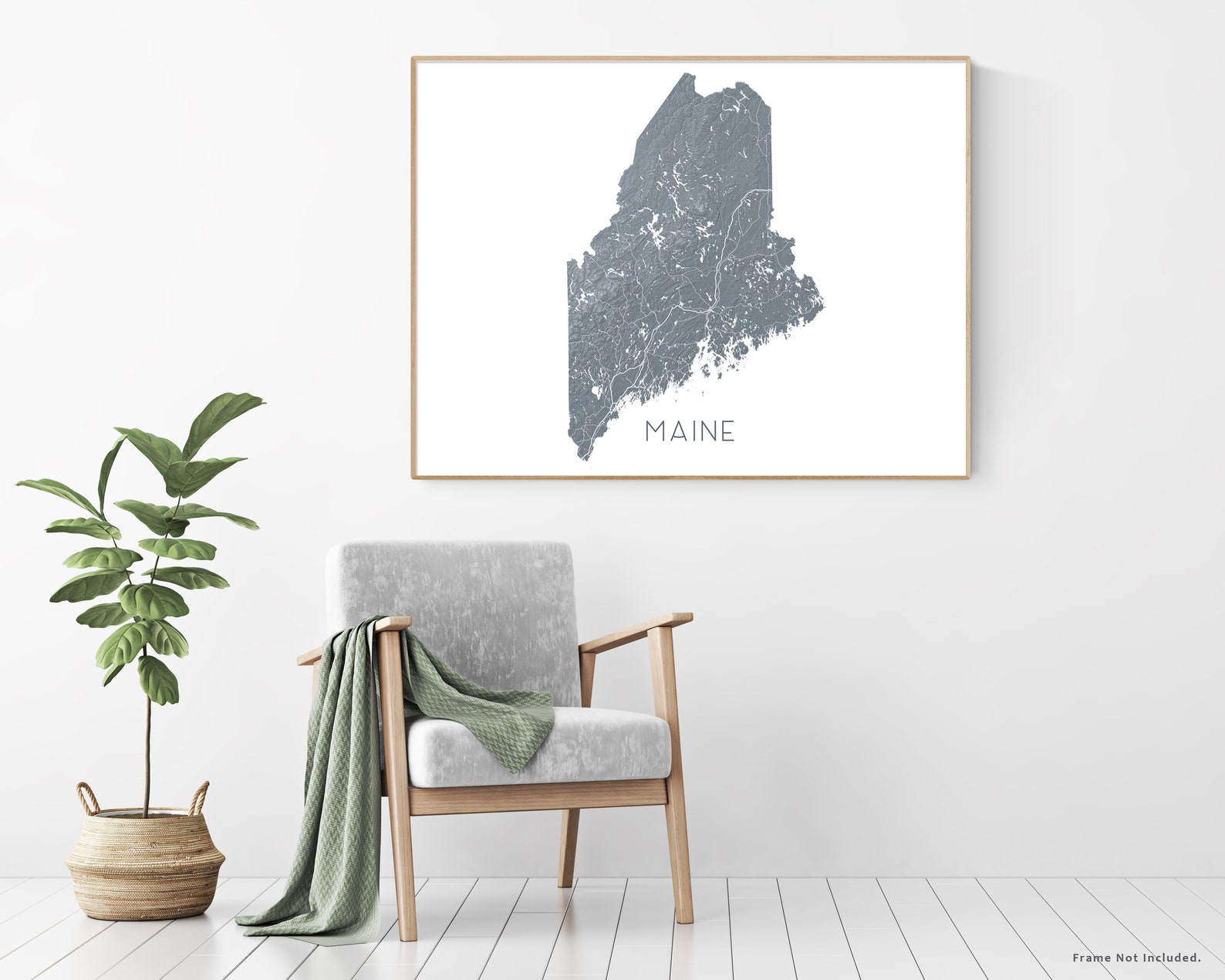 Maine Wall Art Print and Maine Map Poster for Landscape ME State Prints ...