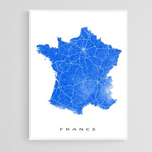 France Map Art, France Print, Europe Country Maps, Paris, Topographic ...