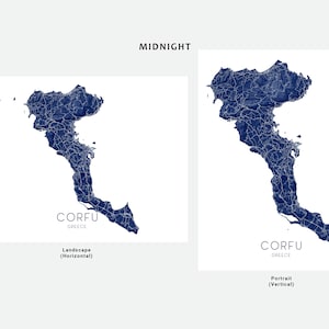 Corfu Greece Map Print Poster, Terrain Topographic Map of Corfu Island Wall Art Prints, Kerkyra ...