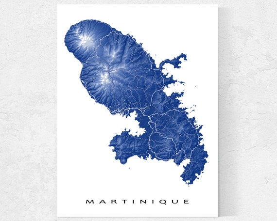 Martinique Map Art Prints and Martinique Poster for Caribbean | Etsy