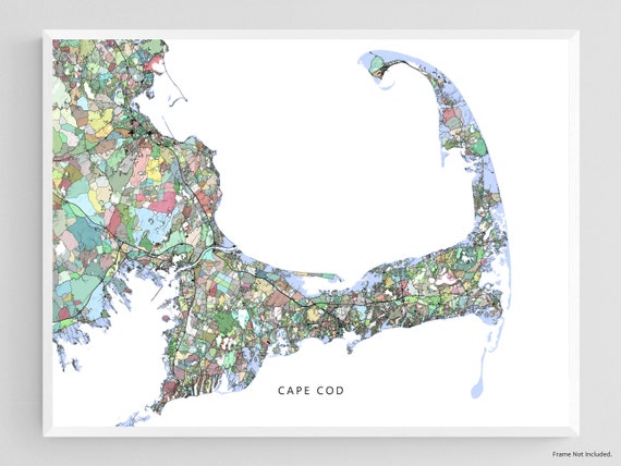 Cape Cod Map Art Print Massachusetts MA Cape Cod Wall Art | Etsy