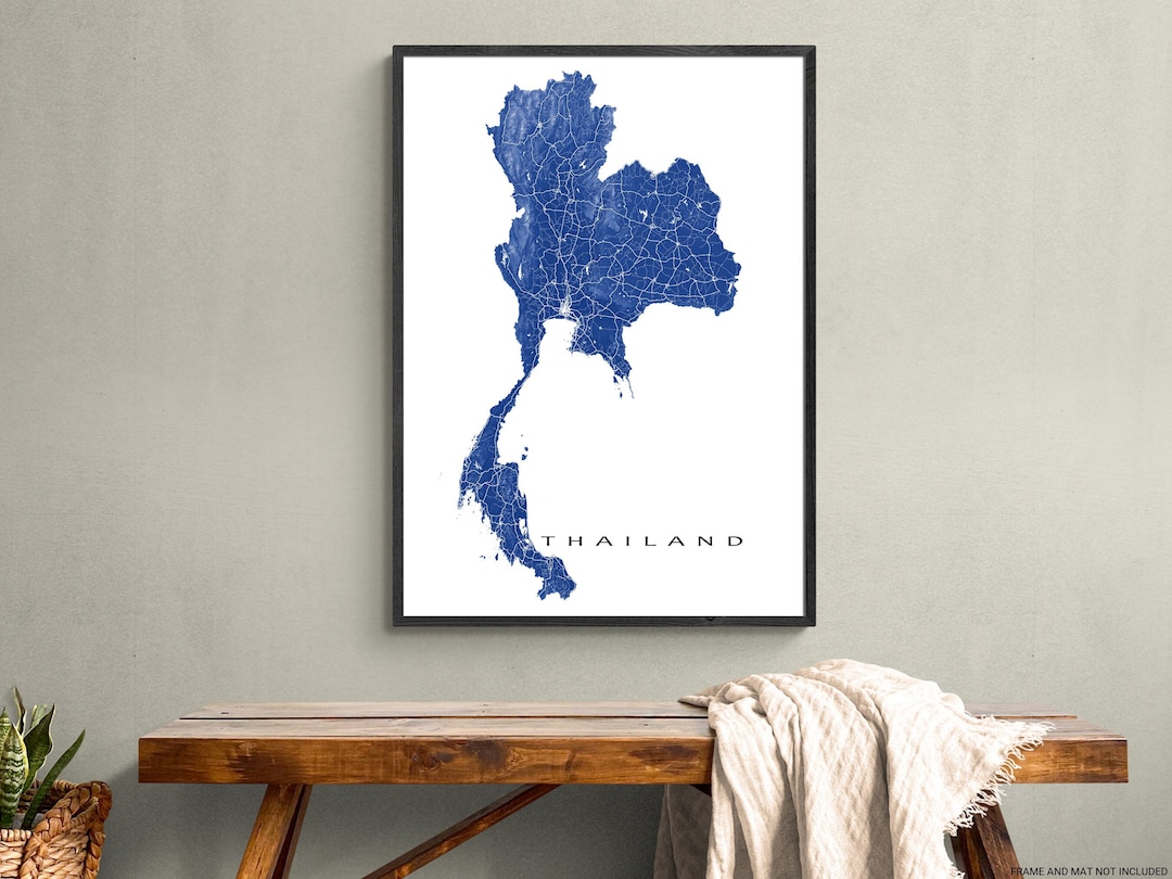 Thailand Map Print, Thailand Poster, Thailand Art Prints, Asia Country ...