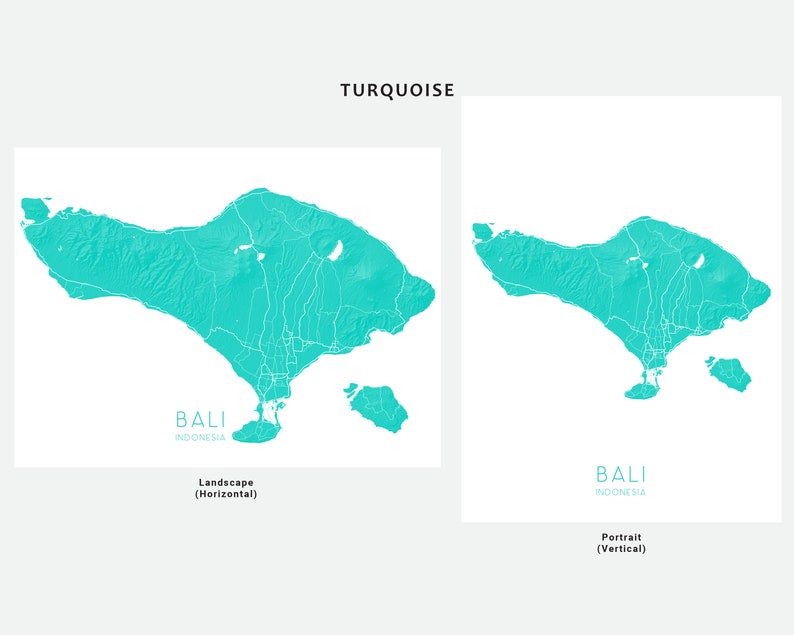 Bali Map Print Poster, 3D Topographic Landscape Bali Maps Indonesia ...