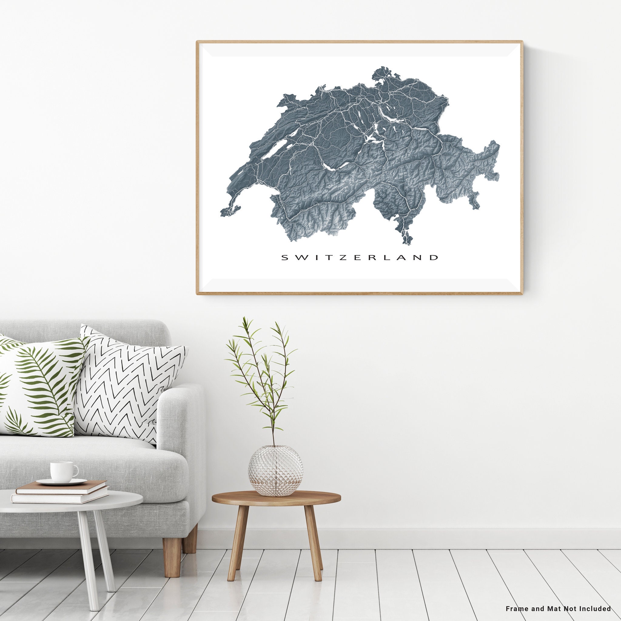 Switzerland Map Print and Map of Switzerland Art Prints with | Etsy