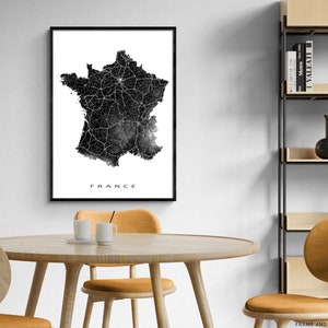 France Map Art Print, Topographic Country Map, Paris Travel Gift - Etsy