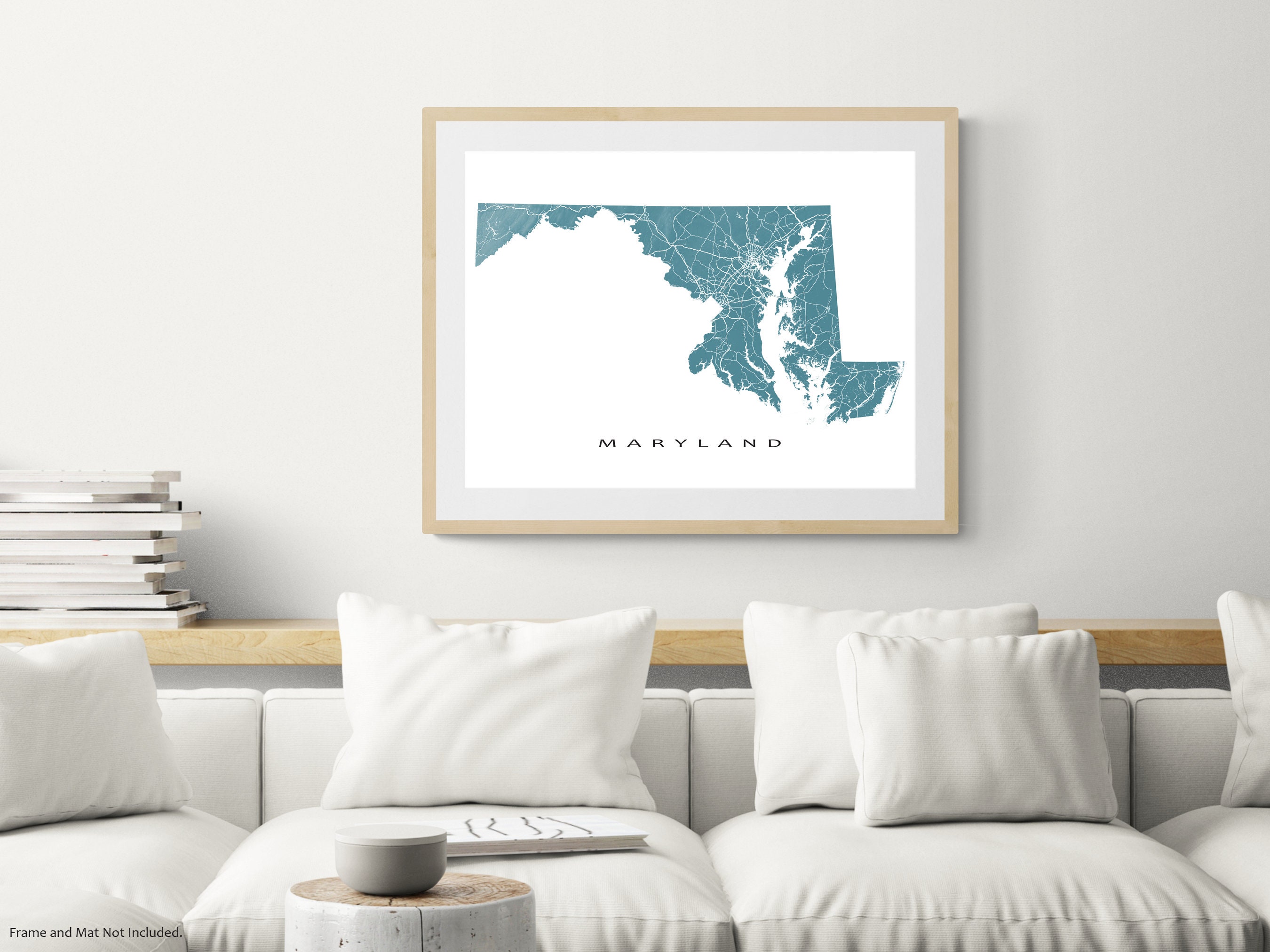 Maryland Art Prints and Maryland Map Print for MD State Map | Etsy