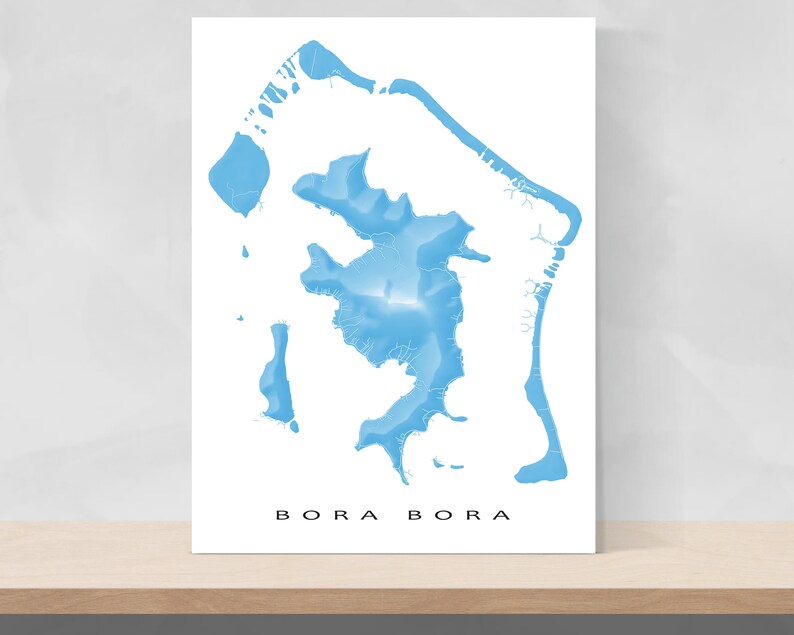 Bora Bora Map Print French Polynesia Tropical Island Art | Etsy