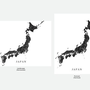 Japan Print, Japan Map of Japan Wall Art Black and White Prints, 3D ...