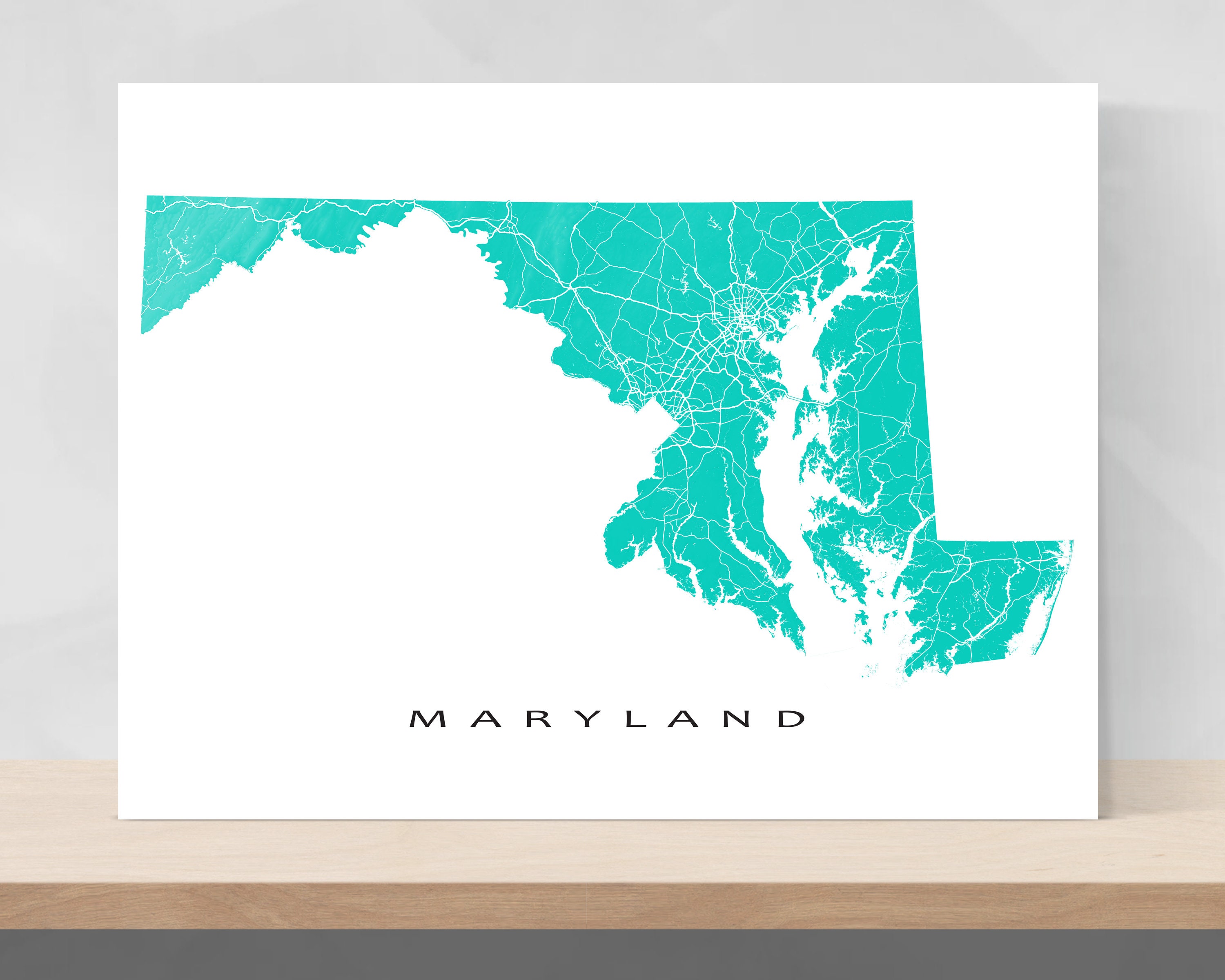 Maryland Art Prints and Maryland Map Print for MD State Map | Etsy