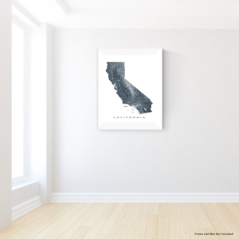 California Map Print CA State Wall Art Poster Landscape | Etsy