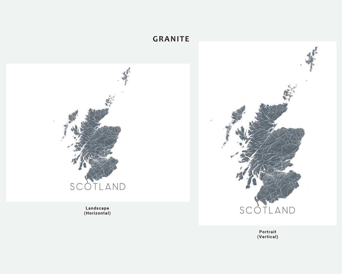 Scotland Map of Scotland Wall Art Print Poster, Topographic Landscape ...