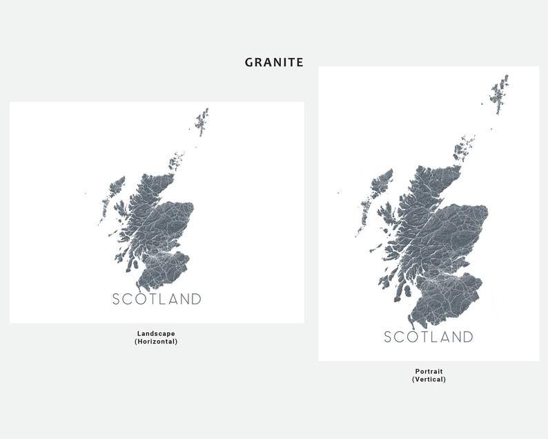 Scotland Map of Scotland Wall Art Print Poster, Topographic Landscape ...