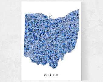 Ohio Map Art Ohio Art Print Ohio State Map Ohio Typography - Etsy